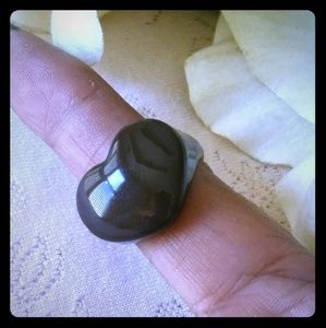 Jewelry | Vintage Brown Lucite Puffy Heart Ring | Poshmark